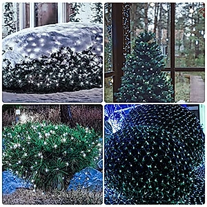 Solar Powered Christmas Net Lights Outdoor Mesh Lights for Bushes, 8 Modes Solar Christmas Lights Decorations Outdoor for Garden, Yard, 6Ft*6Ft, White
