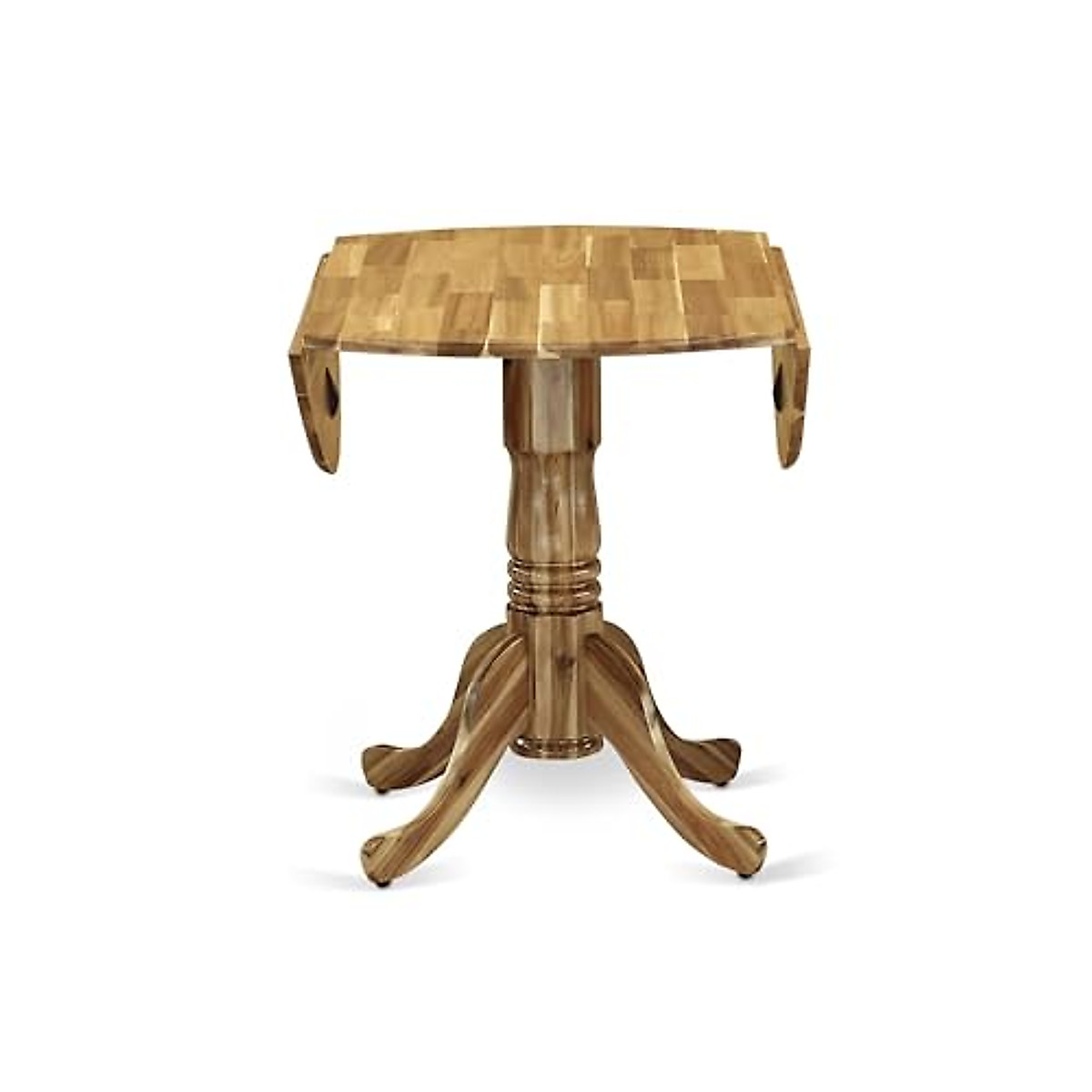 East West Furniture DLFL5-ANA-04 5 Piece Dining Room Furniture Set Includes a Round Dining Table with Dropleaf and 4 Light Tan Linen Fabric Parsons Chairs, 42x42 Inch, Natural