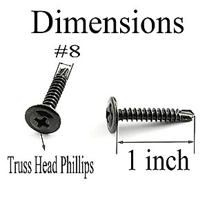 Pro Bamboo Kitchen 50pcs #8 x 1" Carbon Steel Cross Large Self-Tapping Truss Head Screws Black