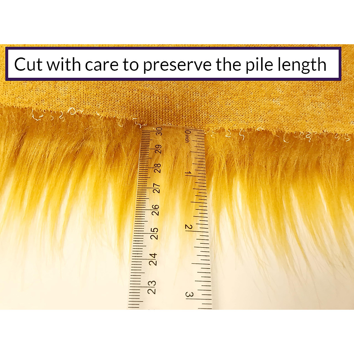 Bianna Gold Mustard Faux Fur Fabric, 60 inches Wide Options, American Seller, Luxury Shag Shaggy Material for Crafting, Sewing, Costumes, Fursuits, Home Decor (8x8 inches)