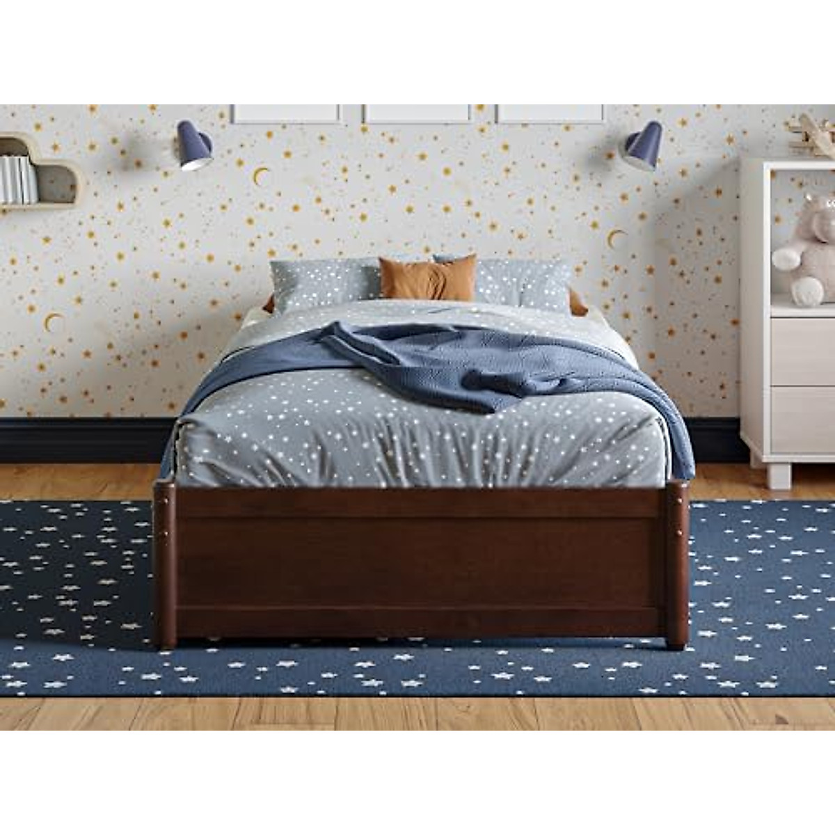 AFI, Barcelona Twin Panel Platform Bed with Storage Drawers, Walnut