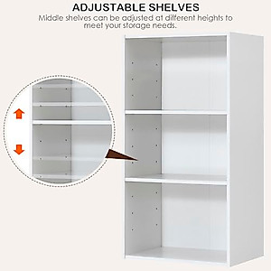 Giantex 2 Pieces 3 Shelf Bookcase Book Shelves Open Storage Cabinet Multi-Functional Home Office Bedroom Furniture Display Bookcases, White