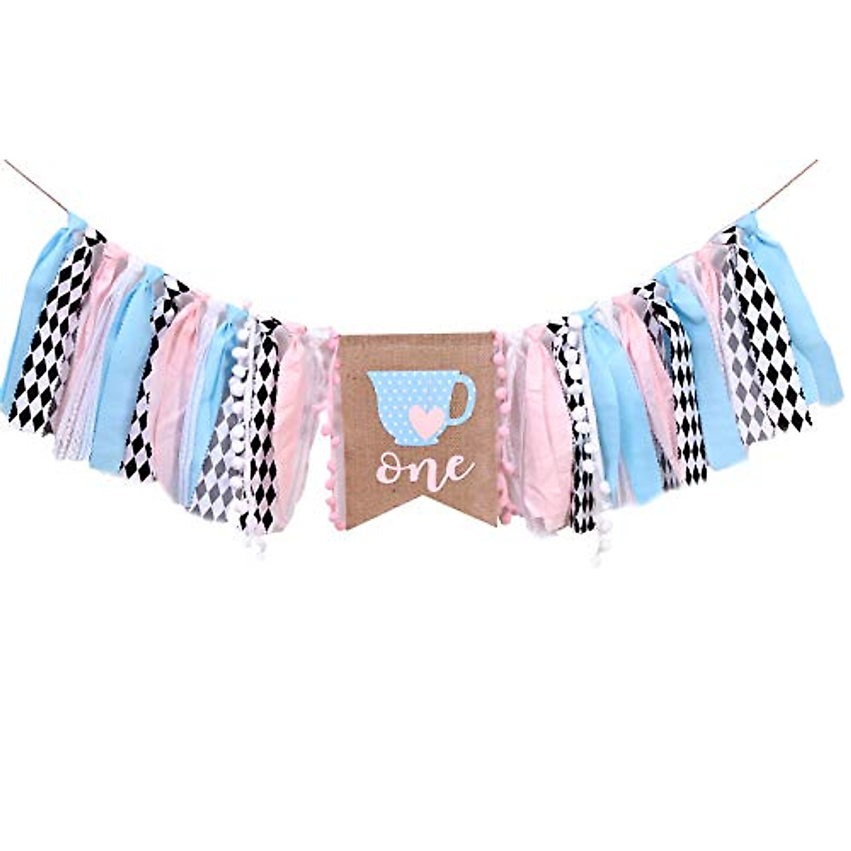 1st Birthday Banner for Alice in Onederland - Scrappy Banner, Alice in Wonderland Fabric Garland, Highchair Banner, Photo Prop, Birthday Decor, First Birthday Party (Alice in ONEDERLAND)