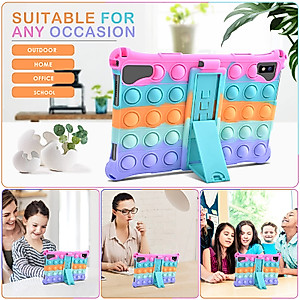 DETUOSI Silicone Case for VASTKING KingPad K10 Pro Tablet, with Stylus Pen and Shoulder Strap, Soft Multi-Angle Protective Cover for Byybuo 10.1 inch Tablet with Pen Holder, Dazzling Pink