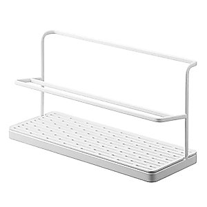 Yamazaki Home Countertop Two Tier Bottle Drying Rack, Wide Jug Storage Stand with Drainage Tray for Kitchen Counter for Glass Metal Or Plastic Bottles, Steel, No Assembly Req.