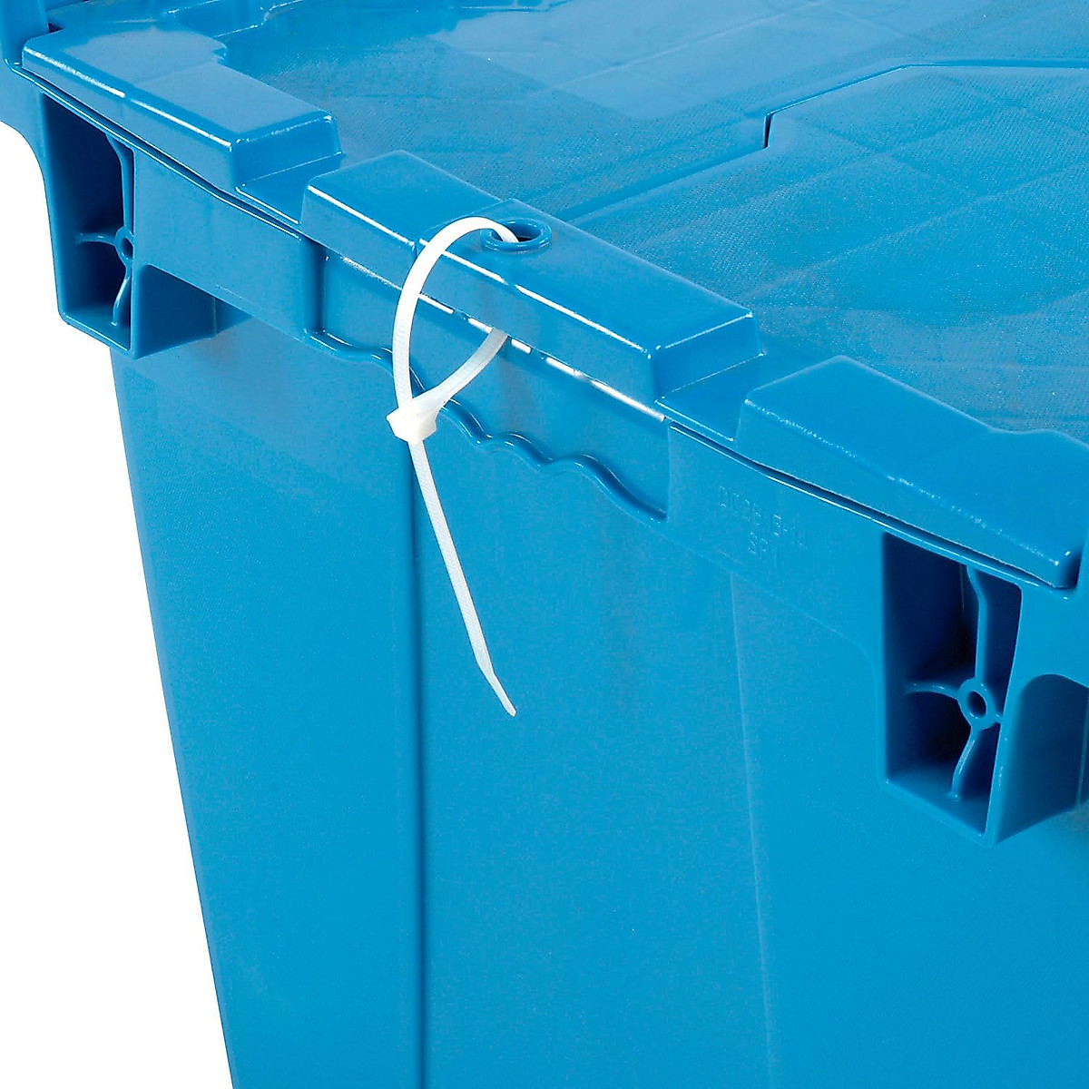 Plastic Attached Lid Shipping & Storage Container, 25-1/4x16-1/4x13-3/4, Blue