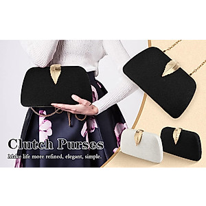 BWKUNOLF Clutch Purses Women Evening Bag with Detachable Chain Small Sparkly Handbags for Party Wedding Evening Dress (Black)