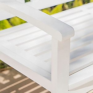 Christopher Knight Home Loja Outdoor Acacia Wood Bench, Pu White