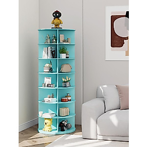 Toemics 7 Tier Rotating Shoe Rack Tower 28 Shelves, 360° Spinning Display Lazy Susan Organizer, Carousel for Shoes & Handbags, Easy Assembly, Includes 4 PCS Double-Layer Shoe Racks, Green