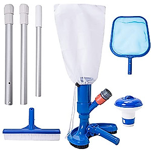 YSMJ Pool Cleaning Kit Pool Vacuum Jet Cleaner Poor Brush Chlorine Dispenser Pool Skimmer Net with 3 - Section Pole Pool Maintenance Set for Above Ground Pools Spas Hot Tub Fountains