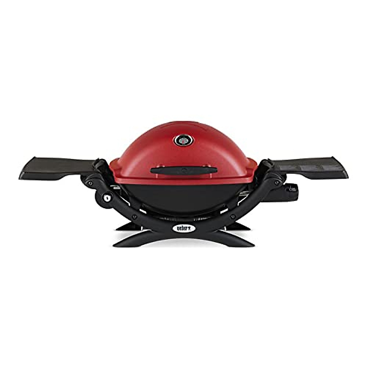 Weber Q 1200 Liquid Propane Gas Grill (Red) Starter Bundle (2 Items)