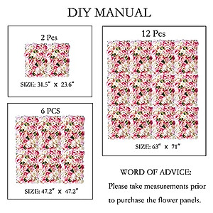 NUPTIO Flower Wall Panel for Flower Wall Backdrop, 6 Pcs 24" X 16" White & Pink Faux Roses Artificial Flower Backdrop for Flower Wall Decor, Party Wedding Decor, Bridal Shower Decor Baby Shower Decor