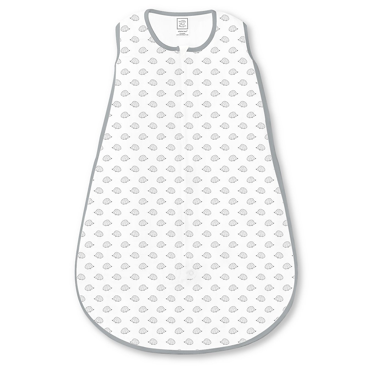SwaddleDesigns Cotton Knit Sleeping Sack, Sleeveless Wearable blanket with 2-Way Zipper, Black Tiny Hedgehogs, Medium, 6-12 Months