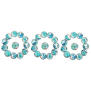 VILLCASE 60 pcs Flat Round Beads Glass snap Buttons Bracelet Blanks Beads for Bracelets Mosaic Printed Beads Picture Glass cabochons Rhinestone Jewelry Glass Patch Gem Paste Seaside Ocean