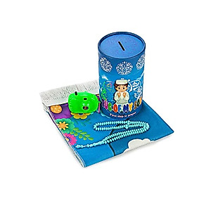 Muslim Prayer Rug for Small Size with Moneybox & Prayer Beads | Janamaz | Sajadah | Soft Islamic Prayer Rug | Islamic Gifts | Small Size Prayer Carpet Mat, Blue/Mod 2