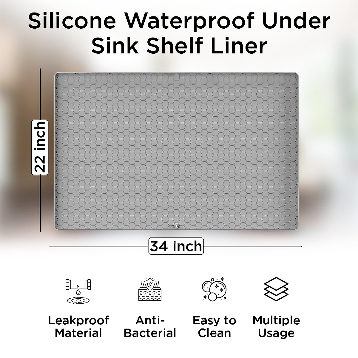 Under Sink Mat 22x34 - Under the Sink Mat Waterproof - Under Sink Protector Mat - Under Kitchen Sink Mats and Protectors - for Cabinets - Under Sink Waterproof Mat