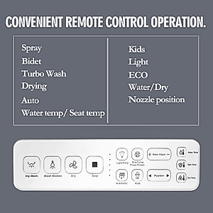 XCQQ Bidet Toilet Seat Elongated, Bidet Warm Water Rear & Front Oscillating Wash, Heated Toilet Seat, Warm Air Dryer, Soft Close Toilet Lid, Night Light, Smart Toilet Seat with Bidet Requires Outlet
