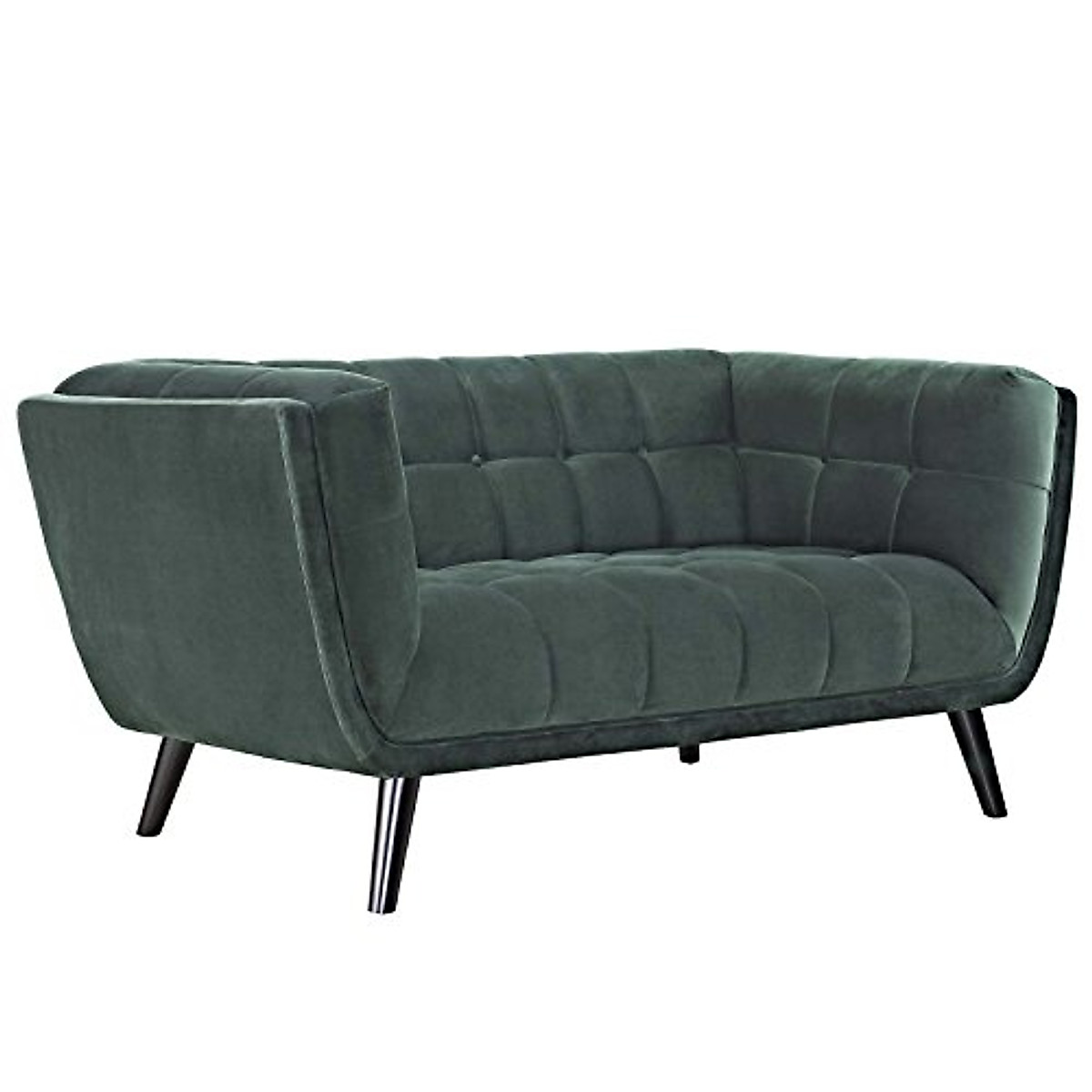 Modway Bestow Upholstered Velvet Button-Tufted Loveseat in Green