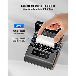Phomemo M221 Label Maker, Newest Upgraded 3 Inch Bluetooth Thermal, Easier & More Stable, for Product, Address, Barcode, Small Business, Portable Label Printer DIY on Phone/PC, Space Gray,+100 Labels