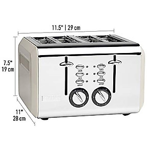 Haden 75011 COTSWOLD 4-Slice, Wide Slot Retro Toaster with Browning Control, Cancel, and Defrost Settings (Putty)