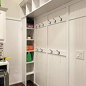 POSURI 10 Pack Heavy Duty Dual Coat Hooks Wall Mounted with 40 Screws, Utility Metal Hooks Retro Double Hooks Wall Hanging Zinc Die Cast Robe Hooks for Coat, Bag, Scarf, Towl, Cap, Cup, Key