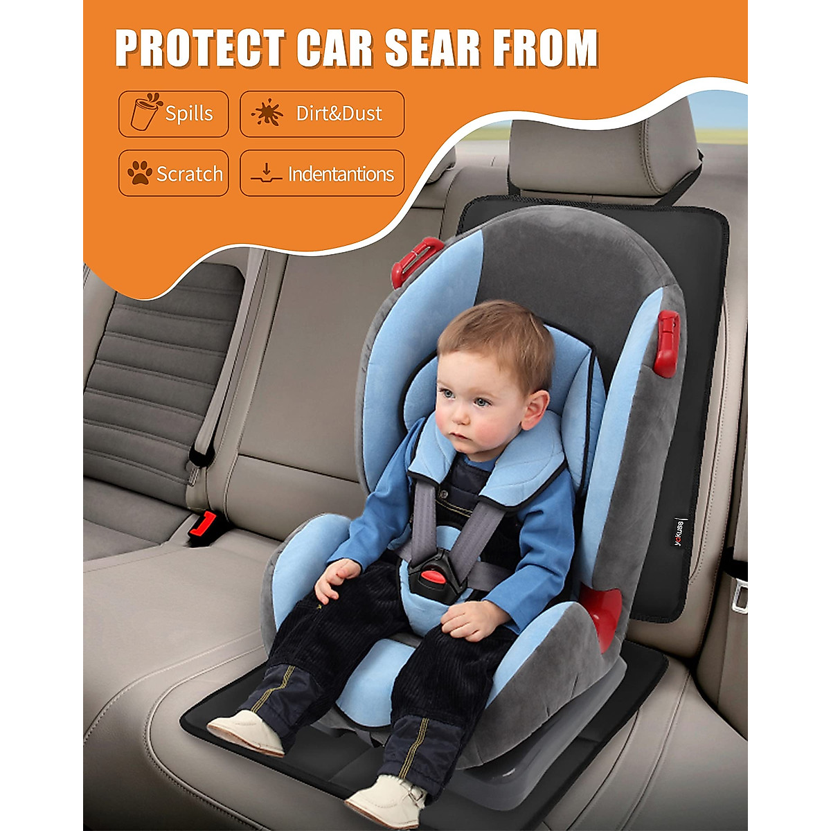 YaKuss Car Backseat Organizer,Kick Mats Back Seat Protector with Touch Screen Tablet Holder,9 Storage Pockets, Waterproof Car Back Seat Organizer for Kids, Car Travel Accessories (1.0 Black, 1PC)