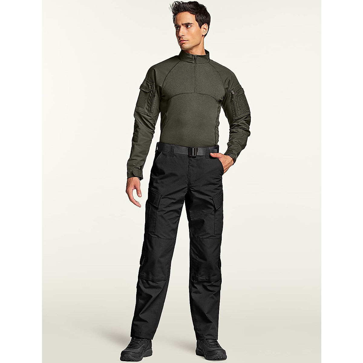 CQR Men's Tactical Pants, Military Combat BDU/ACU Cargo Pants, Water Resistant Ripstop Work Pants, Hiking Outdoor Apparel, Combat Inspired Assault Pants Black, Large