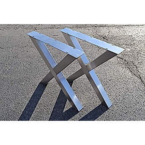 Brushed Stainless Table Legs, X-Frame Style - Any Size
