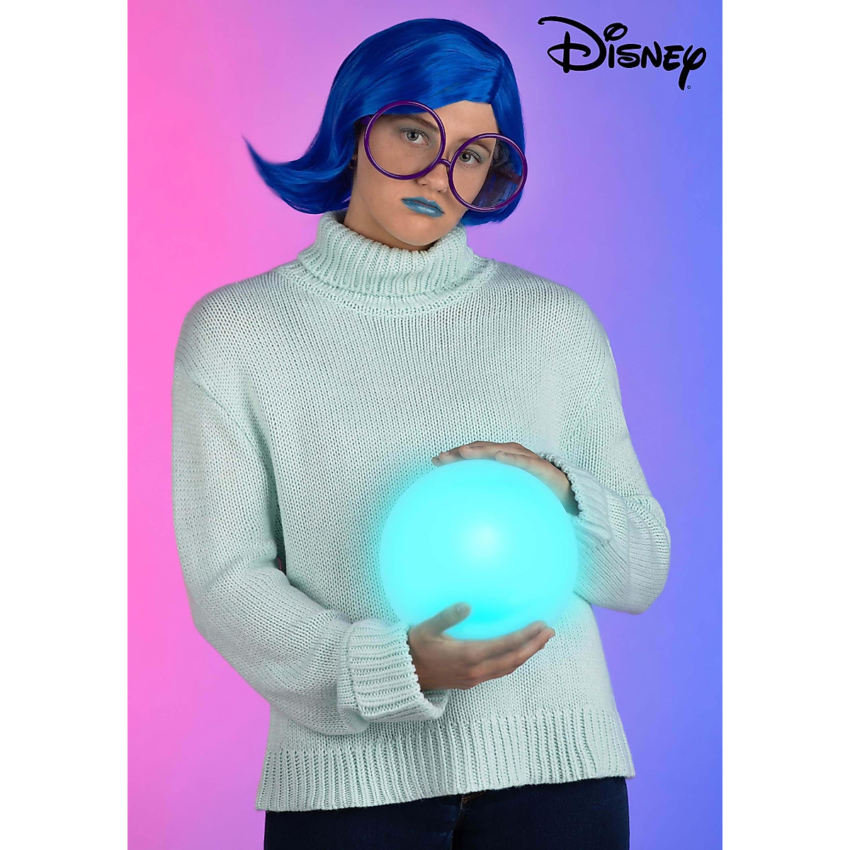 Fun Costumes Disney and Pixar Inside Out Sadness Costume for Adults, Deluxe Women's Sadness Outfit for Halloween and Cosplay Large Blue