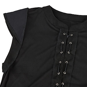 Arplvf Pirate Costume Men Renaissance Vest Medieval Costume Men Viking Ren Faire Vest Black Gothic Vest M