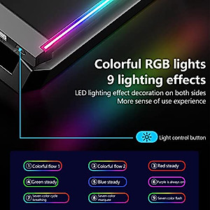 ARIOU Monitor Stand Riser, Foldable Monitor Riser Stand, Computer Monitor Stand Riser, Adjustable Height Computer Monitor Stand with USB 3.0 Hub & RGB Lights with 7 Lighting Effects, Desk Accessories