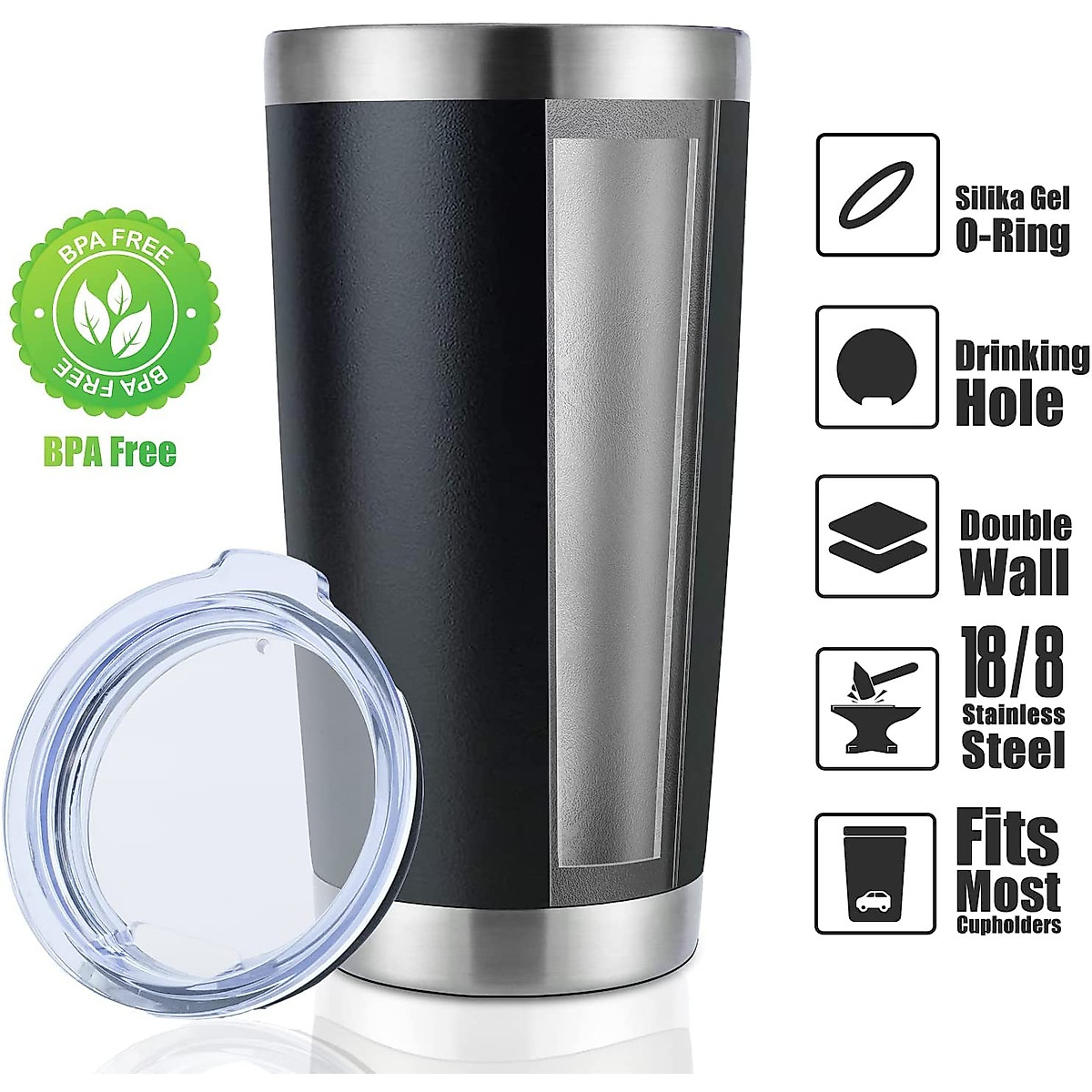 DOMICARE 20oz Stainless Steel Tumbler Bulk with Lid, Double Wall Vacuum Insulated Travel Mug, Powder Coated Coffee Cup (Mix, 12)