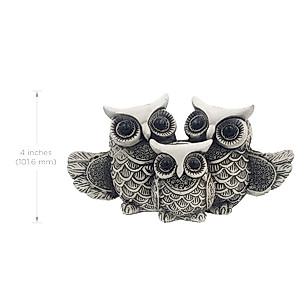 Owl Statue for Home Décor Accents, Owl Figurine Decoration for Living Room Kitchen Bedroom Bathroom, Cute Family Set with Wings All Together, Nice Decor (White/Black)