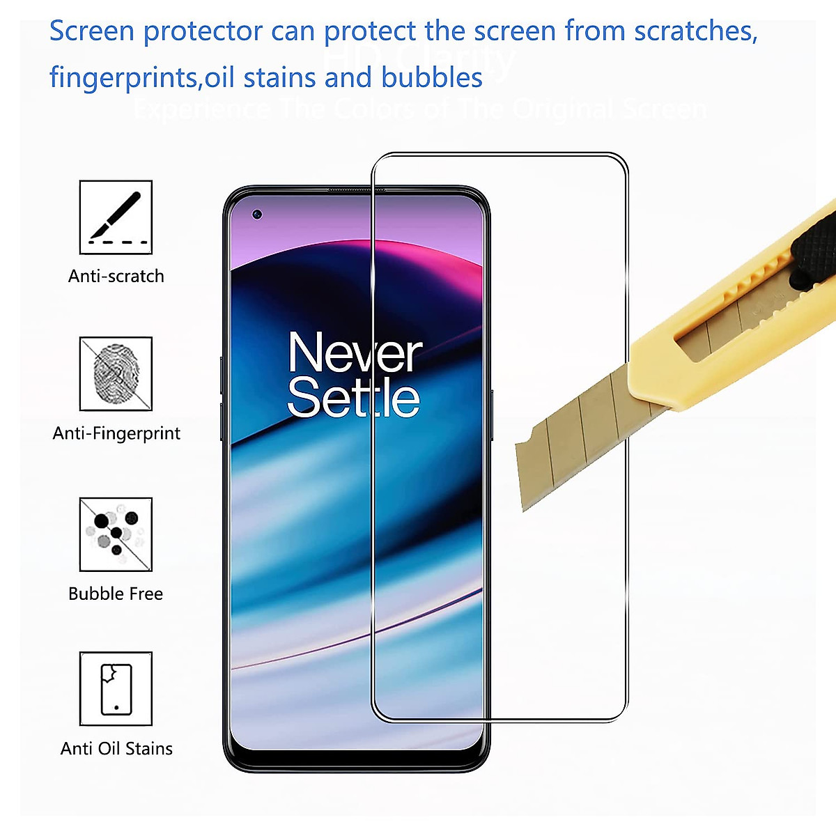 YIFNTANG [3 Pack] Tempered Glass Screen Protector for OnePlus Nord N20 5G,HD Clear,9H Hardness, Anti Scratch,Compatible with OnePlus Nord N20 5G