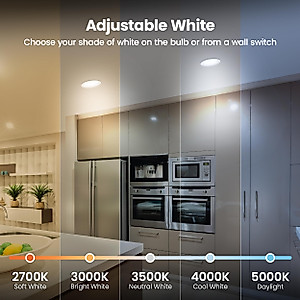 Feit Electric BR30 LED Light Bulb, 65W Equivalent, Dimmable, Color Selectable 6-Way, E26 Medium Base, 90 CRI, 650 Lumens, Damp Rated Recessed Lighting Bulb, 22-Year Lifetime, BR30DM/6WYCA/2, 2 Pack