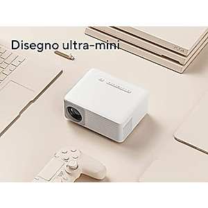 Mini WiFi Projector, AKIYO 2023 Upgraded Bluetooth Portable Projector 5500 Lumens 1080P Supported, 55000 Hours LED Video Projector Compatible with iOS Android HDMI USB TV Stick PC (Tripod Included)