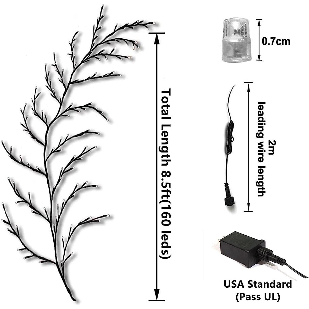 Voice Control Willow Vine Lights, 8 Flash Model Twinkling Tree, 8.5ft Flexible Wall Tree Lights for Living Room Bedroom Decorations, 160 Leds Lighted Tree Branch Lights for Wall Corner Decor (1 pcs)