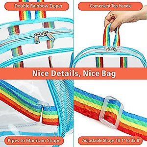 F-color Clear Backpack Stadium Approved, Clear Mini Backpack with Adjustable Straps for Concert Sport Event, Waterproof See Through Backpack for Women Kids, Blue