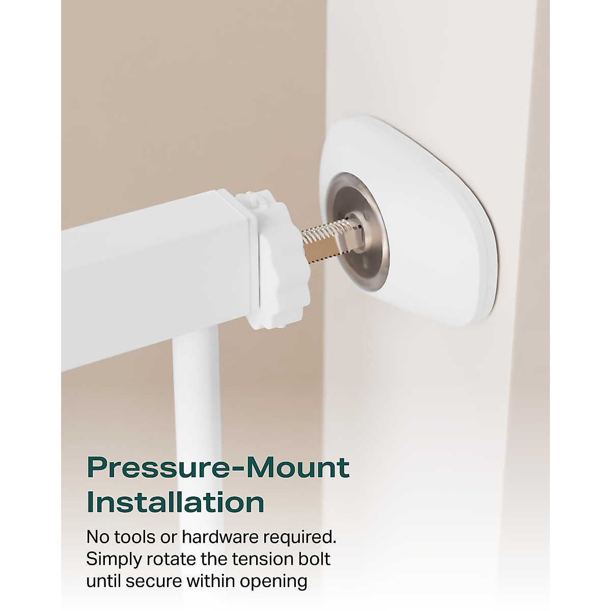 Cumbor 29.7"-40.6" Baby Gate for Stairs, Dog Gate for Doorways, Pressure Mounted Self Closing Pet Gates for Dogs Indoor, Durable Safety Child Gate with Easy Walk Thru Door, Mom's Choice Awards Winner