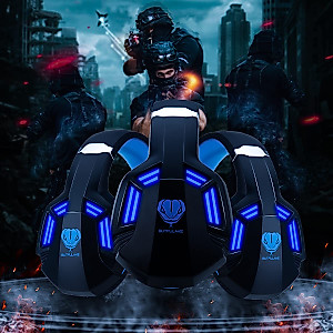 Gaming Headset for PS4, PC, Xbox One, PS5, for Nintendo Switch, Wired Over Ear Headphones with Stereo Surround Sound, Noise-Cancelling Microphone, LED Lights for Kids Adults, Red