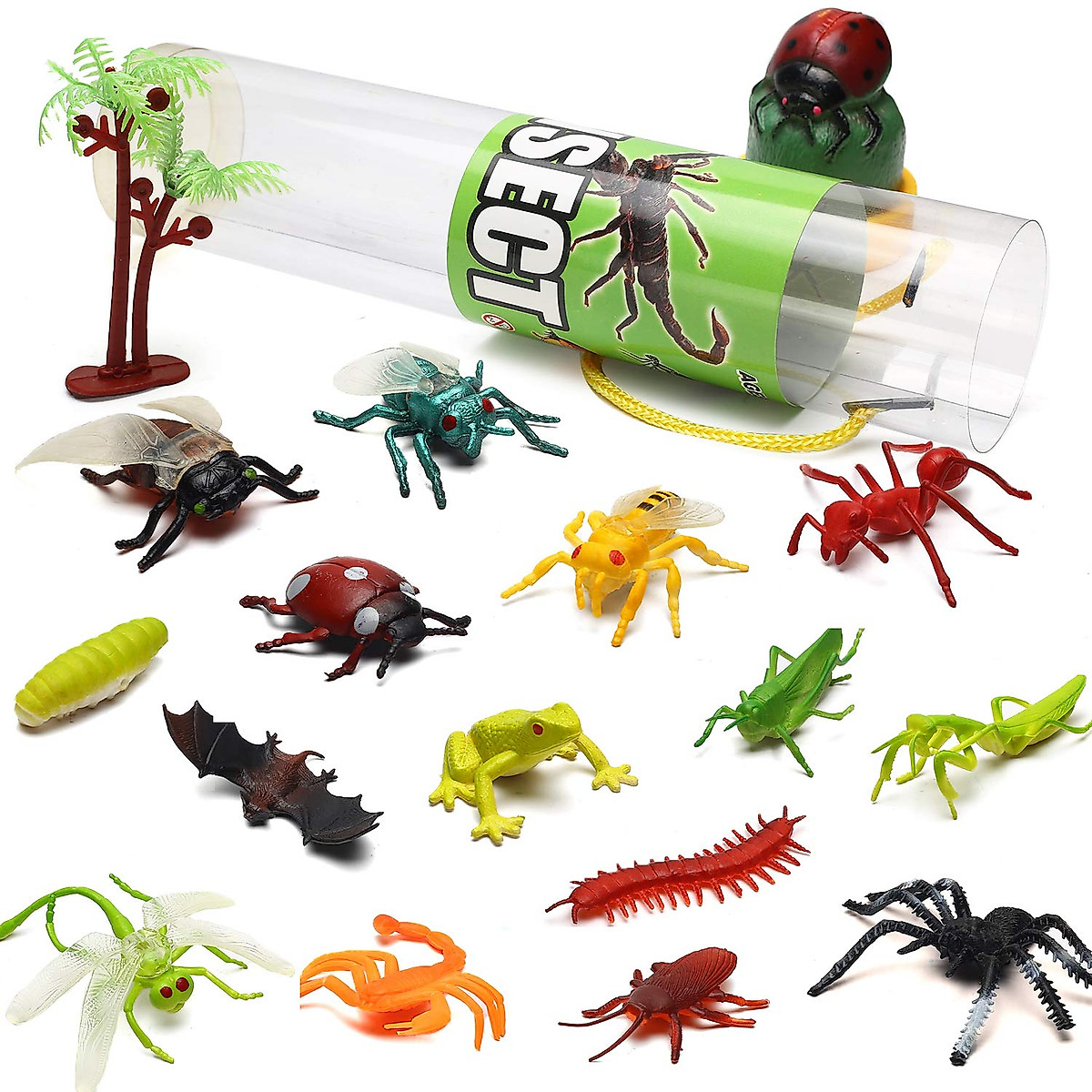 82 Piece Animal Toy, Assorted Mini Dinosaur Insect Ocean Sea Farm Jungle Animal Dog Figure, Realistic Vinyl Plastic Small Zoo Play Set for Sensory Bin Cupcake Topper Party Favors