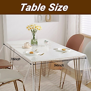 Fixwal Clear Plastic Table Cover Protector 54 x 78 Inch 100% Waterproof Vinyl PVC Table Cloth, Oil Spill Proof, Wipe Clean Rectangle Table Cover for Dining Table, Parties & Camping