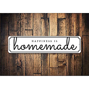 Happiness is Homemade Kitchen Sign, Home Decor, Kitchen Decorative Aluminum Sign - 4 x 18 inches