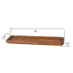 Athaliah Wooden Tray, 18 Inches Rustic Wood Decorative Trays, Natural Hand Carving Solid Wood Long Tray for Table Centerpiece, Kitchen Counter, Home Decor, Bathroom