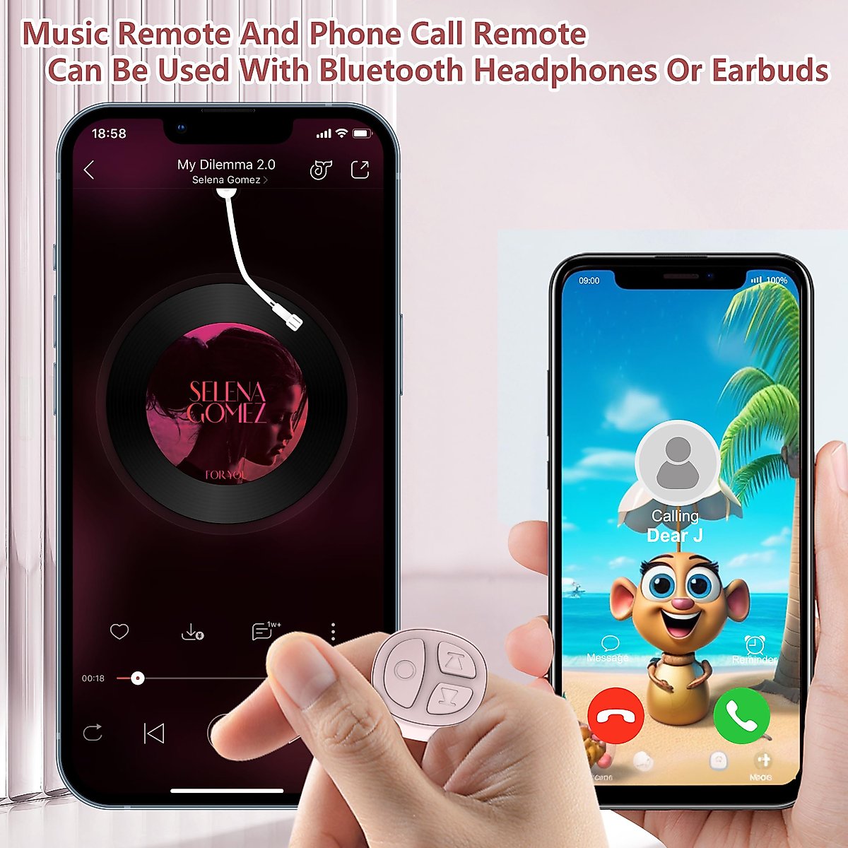 STDFORU TikTok Scrolling Ring Auto Clicker for Live Bluetooth Scroller Ring Camera Shutter Remote Control TIK Tok Scrolling Ring for iPhone Android (Pink)