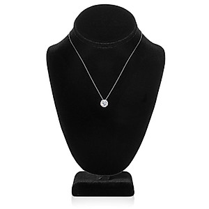 Everyday Elegance 14K Solid White Gold Pendant Necklace | Round Halo Cubic Zirconia Solitaire | 1.25 CTW | 16 Inch .60mm Box Link Chain | With Gift Box