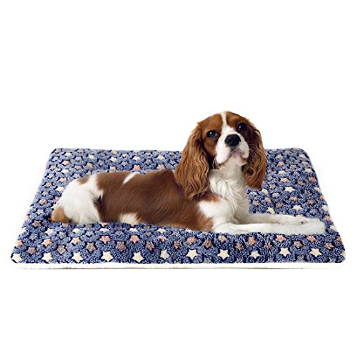 Mora Pets Ultra Soft Pet Bed Washable Dog Bed Crate Mat for Large Medium Small Dogs Reversible Fleece Dog Crate Kennel Pad Cat Pet Bed Liner 23 x 18 inch Dark Blue