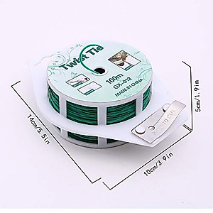 Twist Ties - All-Purpose Coated 328feet Garden Plant Ties with Trimmer Garden Twine Support Ties Reusable for Gardening Plants Growth and Care, Office Home Cable Organization (Green)