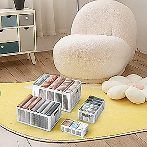 UNZIPE 4 Pack Plastic Baskets Storage Bins with Handle for Closet Organizing, Collapsible Cabinet Drawer Organizer for Shelves Storing Socks, Underwear, Bra, Ties, Belts