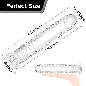Realistic Dildos Feels Like Skin, 8.3 Inch Dildos with Strong Suction Cup for Hands-Free Play, Adult Sex Toys for Women Lifelike Huge Clear Dildo for Beginners Body-Safe Material